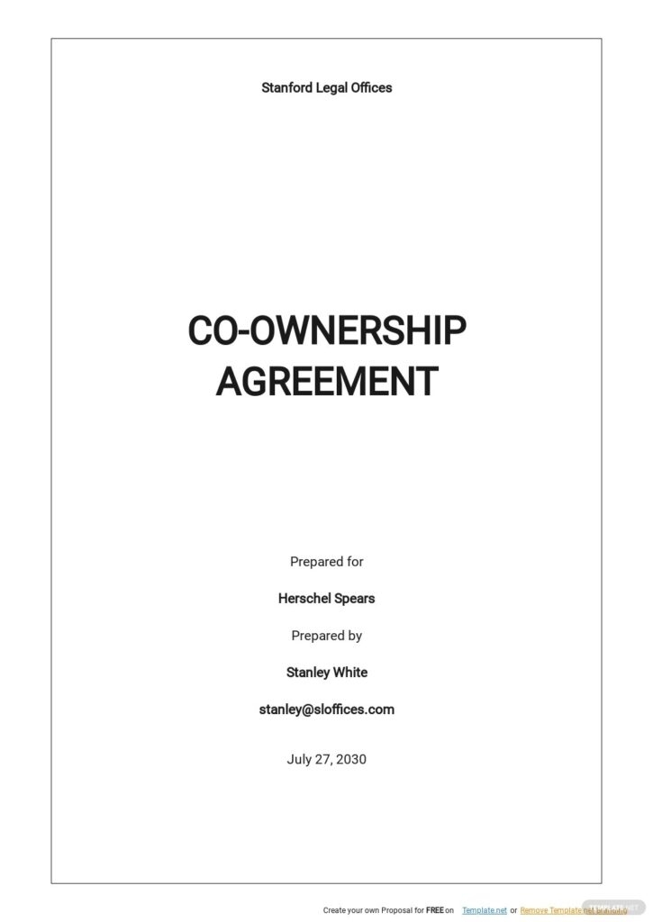 Printable Joint Ownership Agreement Template - Free Printable Lease ...